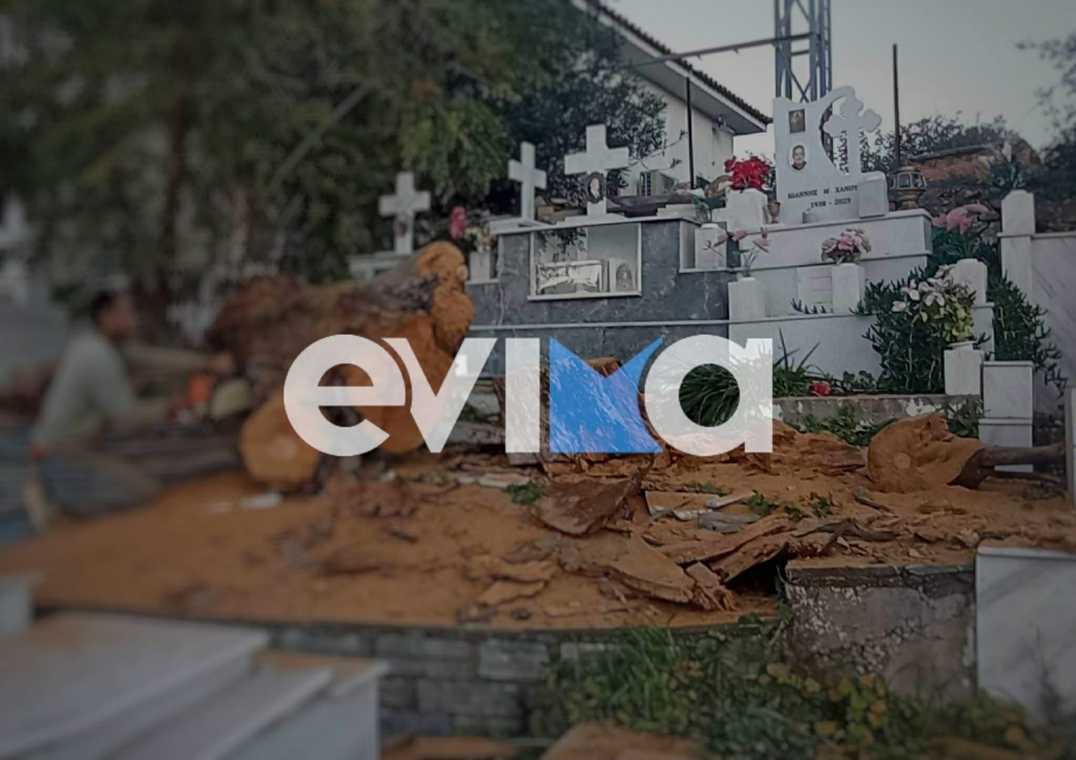 Μεγάλες καταστροφές σε νεκροταφείο της Εύβοιας: Συγκλονίζουν οι εικόνες